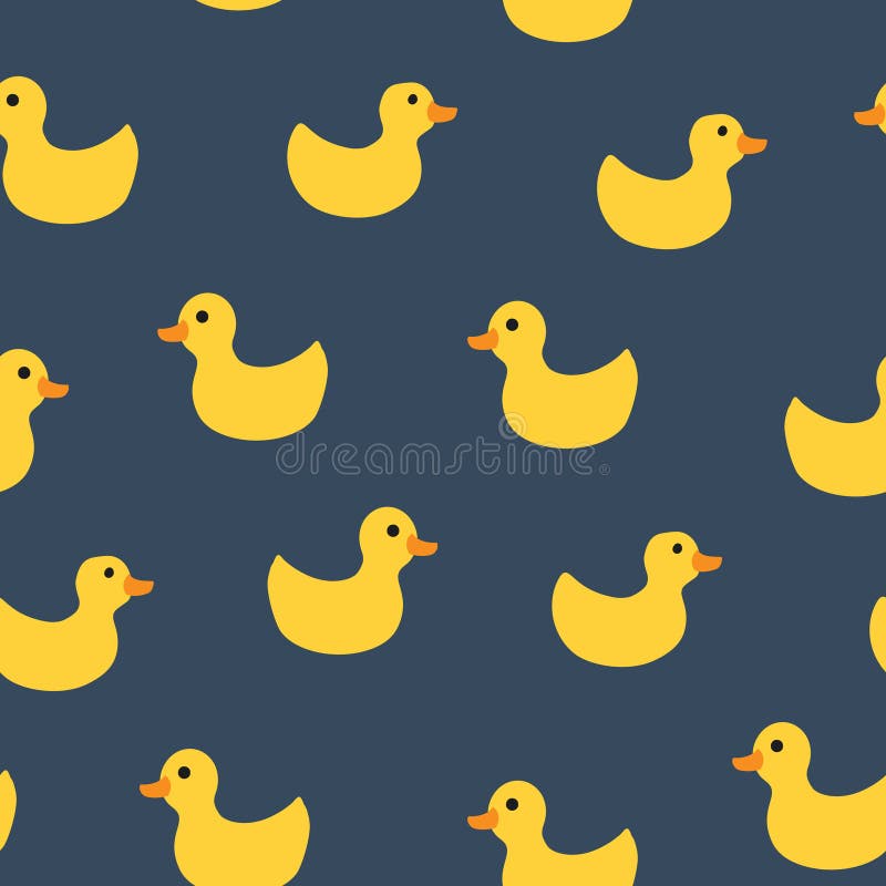 Cute Rubber Duck Seamless Pattern, Cartoon Ducks Background Vector ...