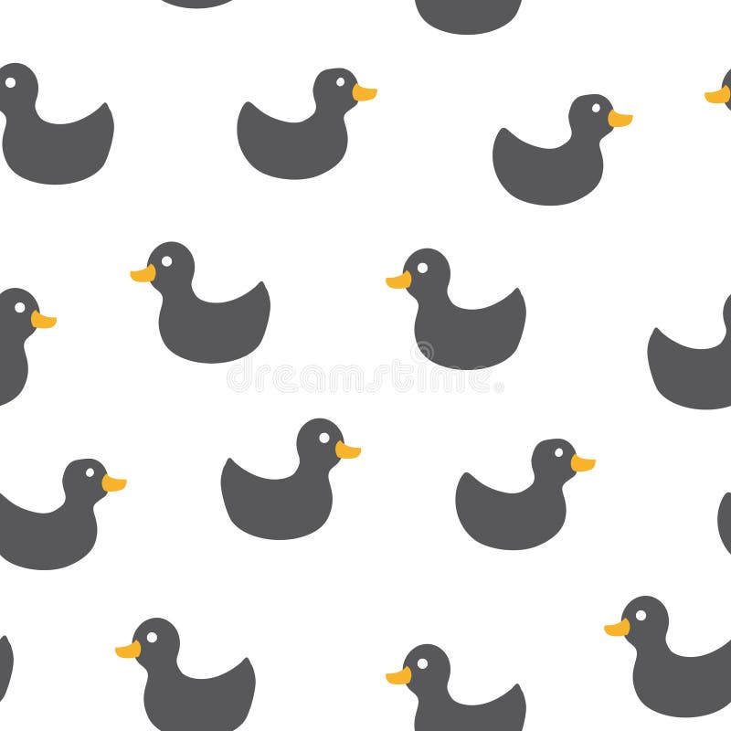 Cute Rubber Duck Seamless Pattern, Cartoon Ducks Background Vector ...