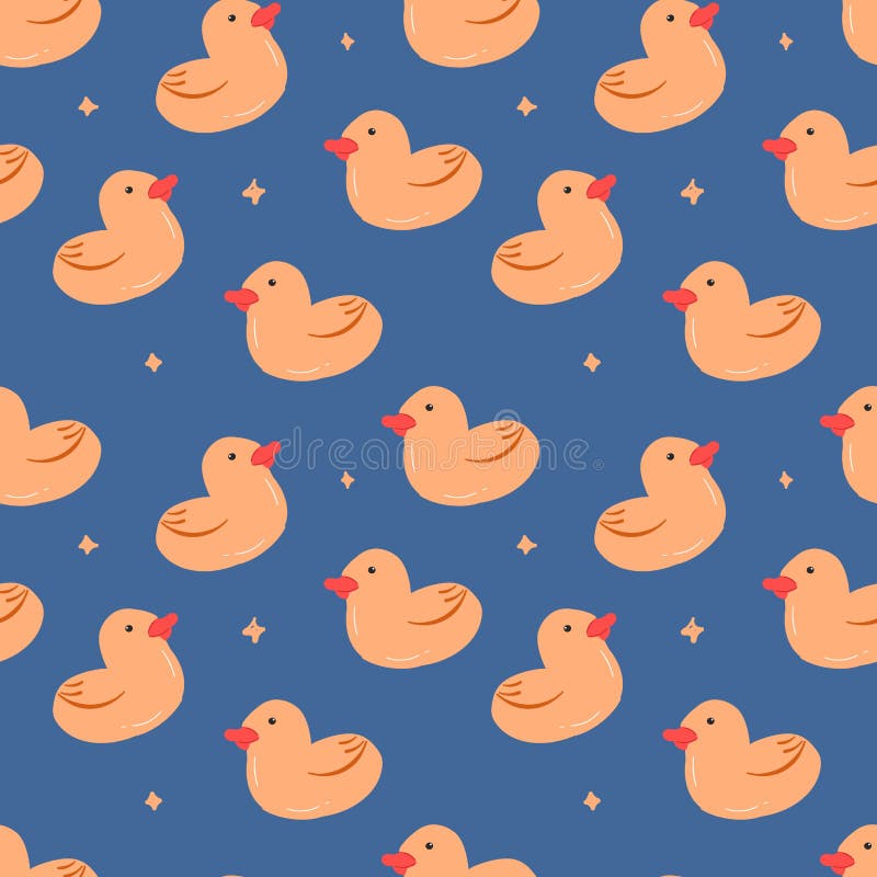 Cute Rubber Duck Seamless Pattern Stock Vector - Illustration of ...