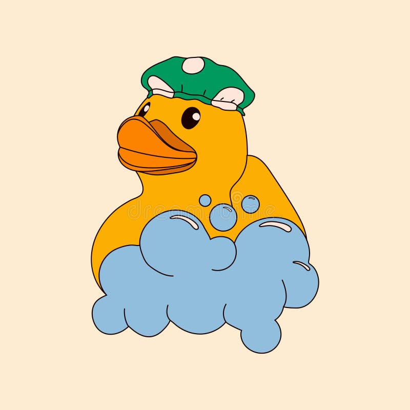 A Cute Rubber Duck Taking a Bath Surrounded by Bubbles Stock Vector ...