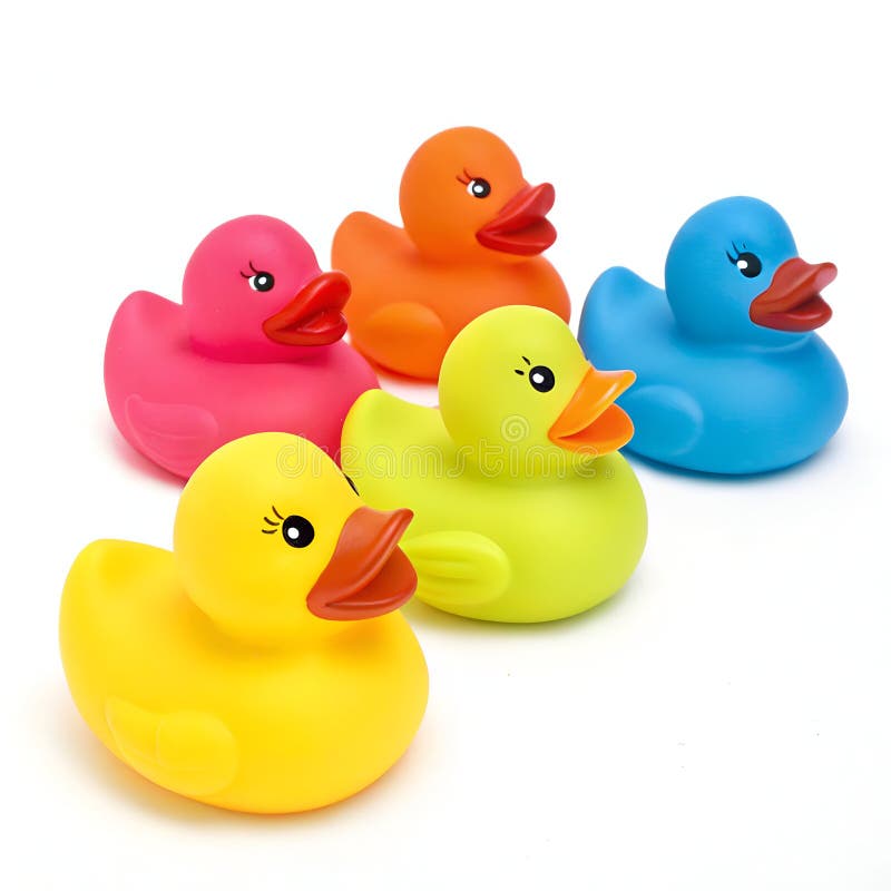 Cute Rubber Duckies in Various Colors Stock Illustration - Illustration ...