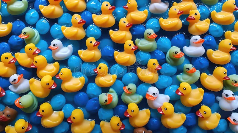 Cute Rubber Ducks Wall Paper Stock Illustration - Illustration of ...