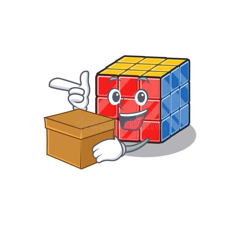Cute Rubic Cube Cartoon Character Having a Box Editorial Photo ...