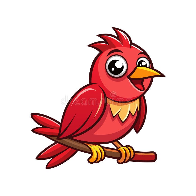 Cute Ruby Red Bird Cartoon Character Design Stock Vector - Illustration ...
