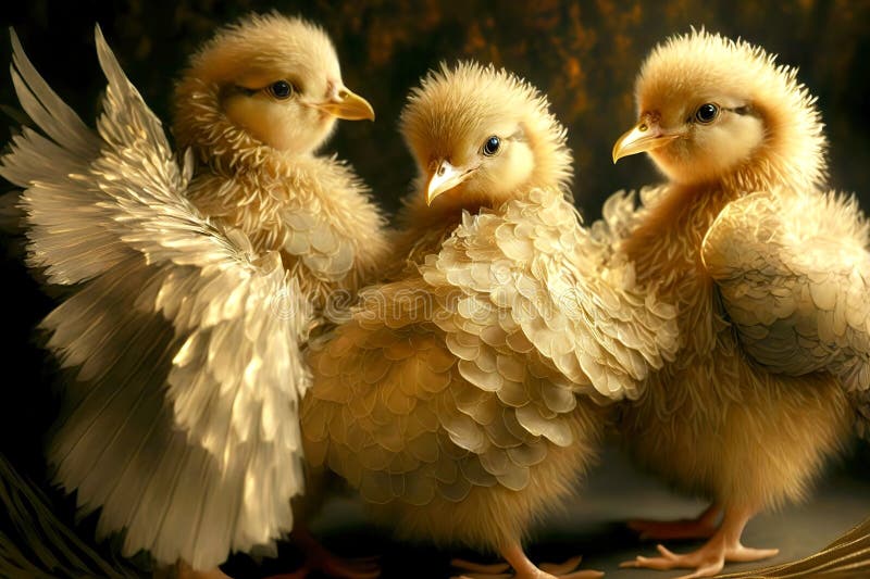Cute Ruffled Chicks with Small Sharp Beaks Stock Illustration ...