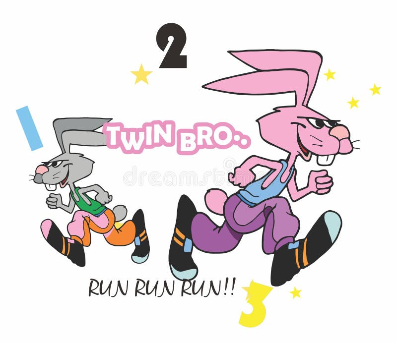 Cute Run Bunny Carton Print Vector Art Stock Vector - Illustration of ...