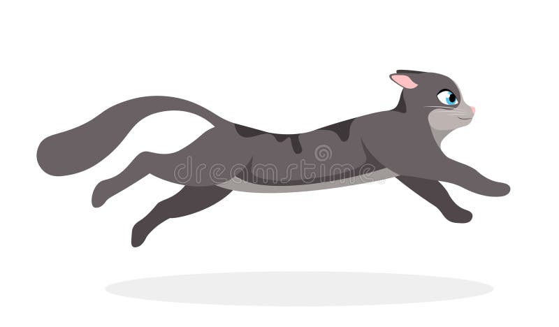 Cute running cat stock vector. Illustration of fluffy - 300491146