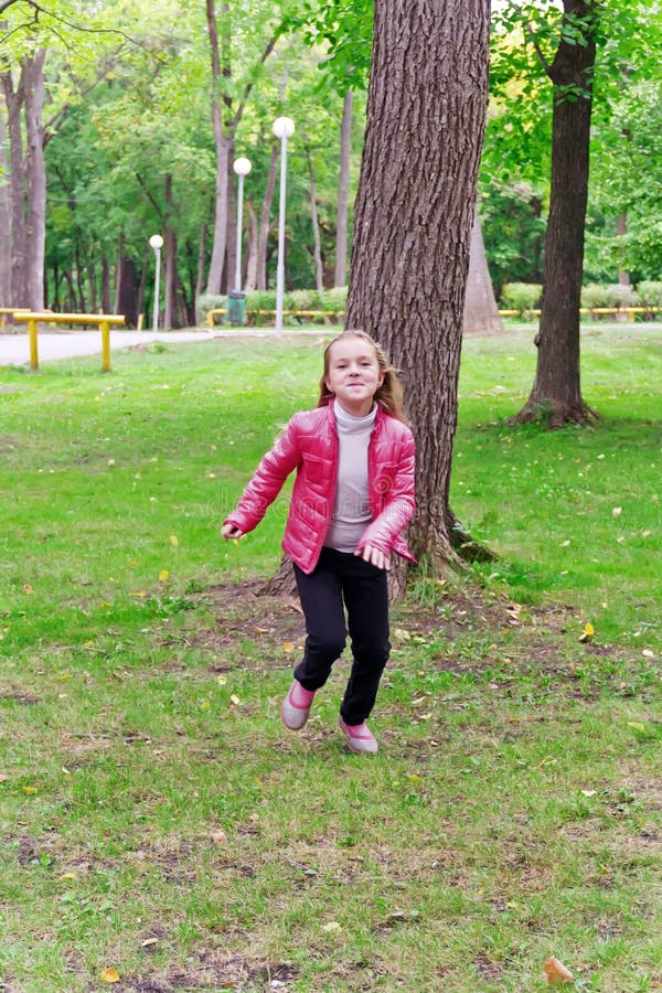 Cute running girl stock photo. Image of schoolgirl, caucasian - 50046362