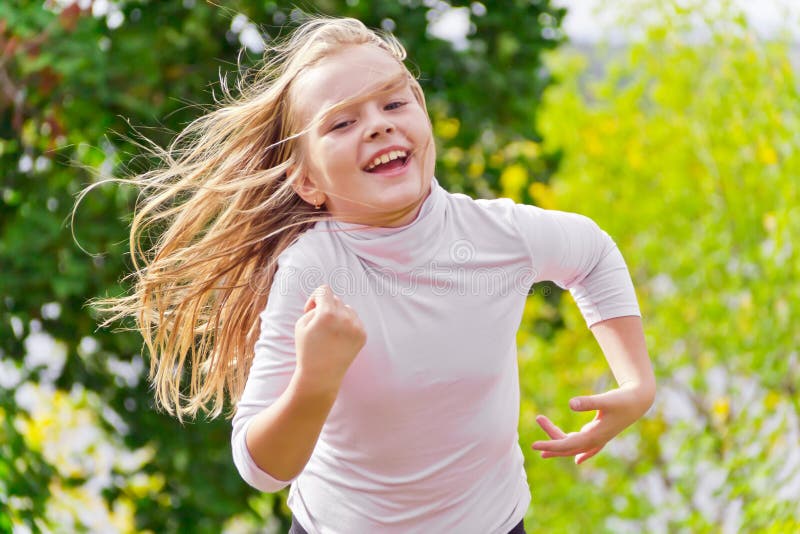 Cute running girl stock image. Image of seven, nine, eight - 50046765
