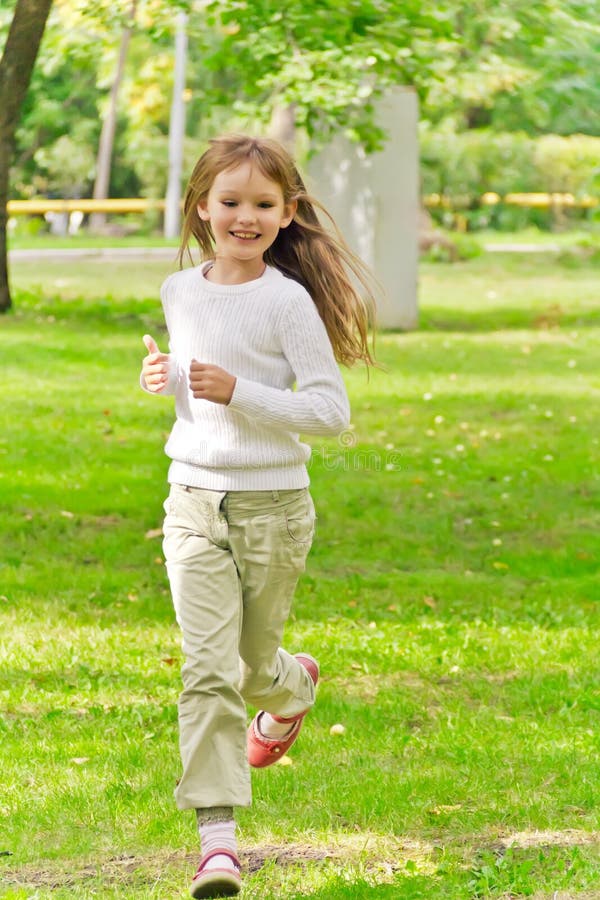 Cute running girl stock image. Image of recreational - 53957587