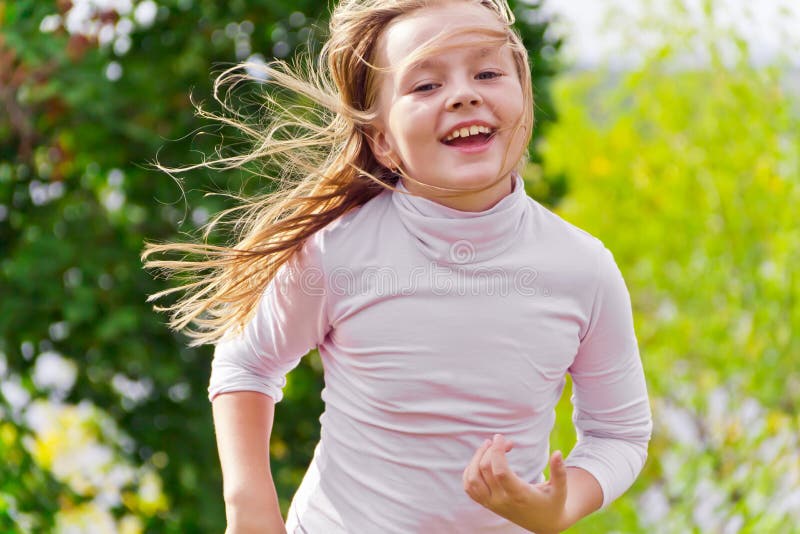 Cute running girl stock image. Image of recreational - 64673551