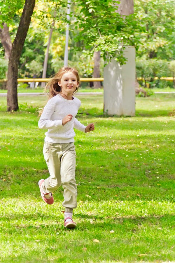 Cute running girl stock photo. Image of jump, childhood - 57432902