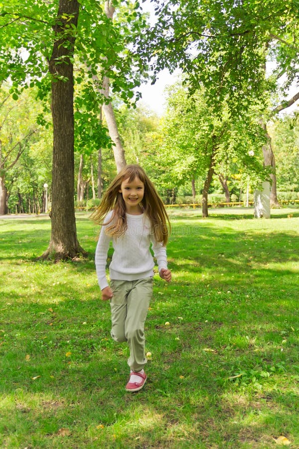 Cute running girl stock image. Image of action, play - 58958429