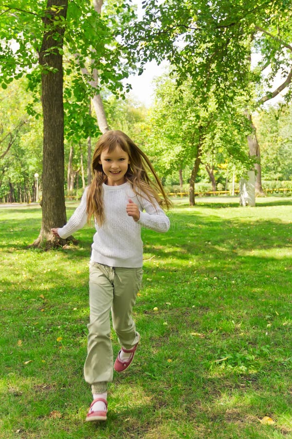 Cute running girl stock image. Image of recreational - 64673551