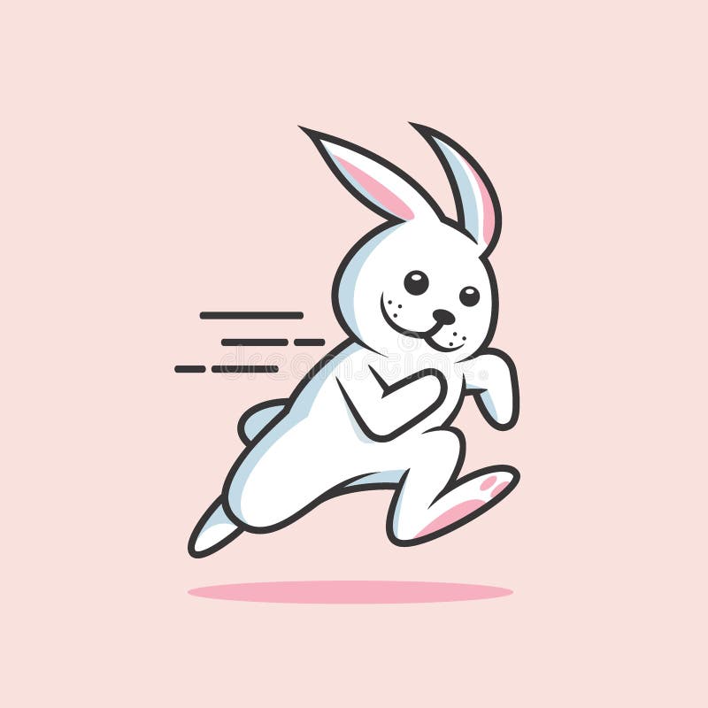 Cute Running Rabbit Cartoon Illustration Stock Vector - Illustration of ...