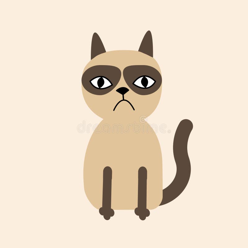 Cute Sad Grumpy Siamese Cat in Flat Design Style. Stock Vector ... Cute Sad Grumpy Siamese Cat in Flat Design Style. Stock Vector ...