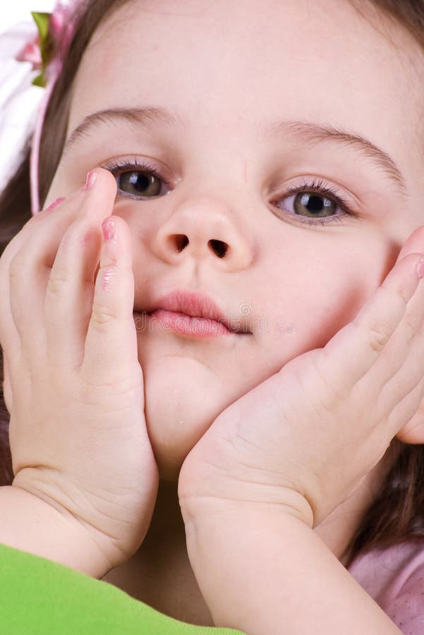 Cute Sad Little Girl Close-up Stock Photo - Image of head, camera: 12657802