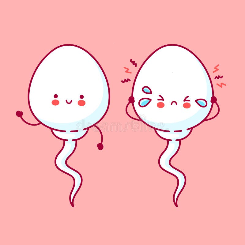Cute Sad Sick And Happy Funny Sperm Cell Stock Vector Illustration Of Fertilize Motility