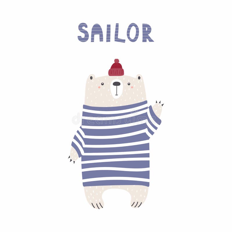 Cute Sailor Bear Illustration Stock Vector - Illustration of marine ...