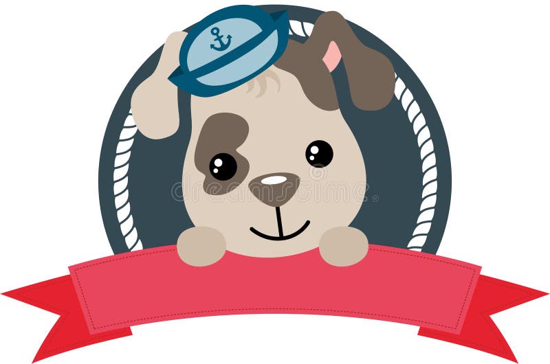 Cute Sailor Dog with Ribbon Banner Stock Vector - Illustration of ...
