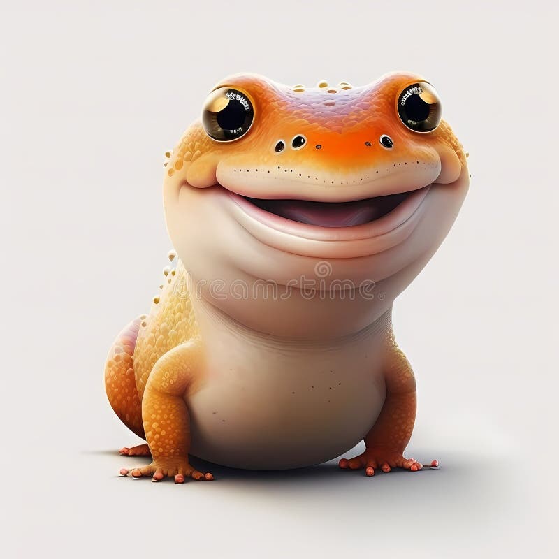 Cute Salamander Cartoon. Generative AI Stock Illustration ...