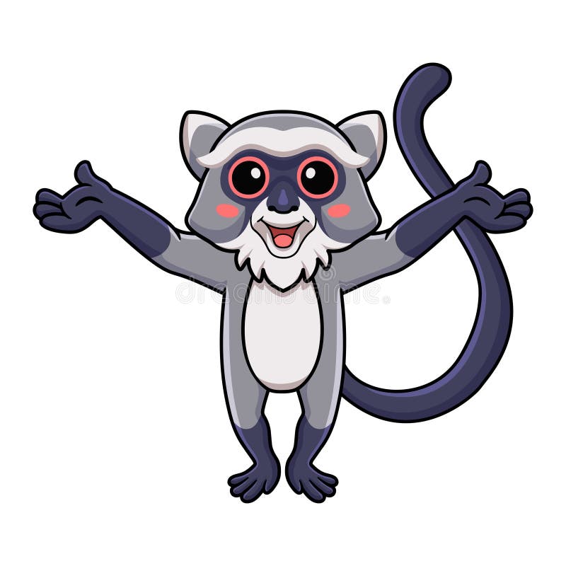 Cute Samango Monkey Cartoon Raising Hands Stock Vector - Illustration ...