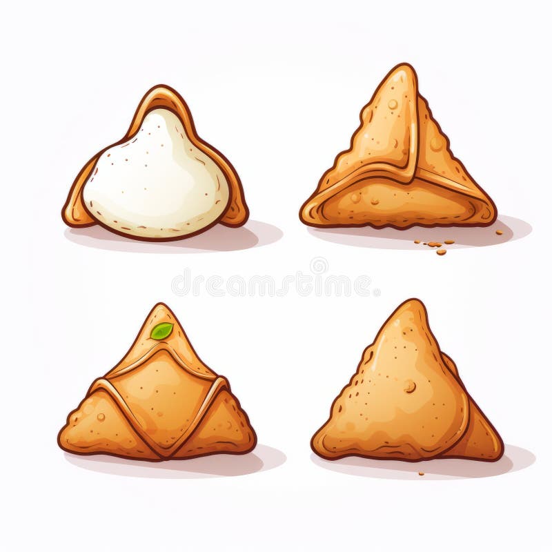 Cute Samosa Icon Pack - Minimalist 2d Vector Illustration Stock ...