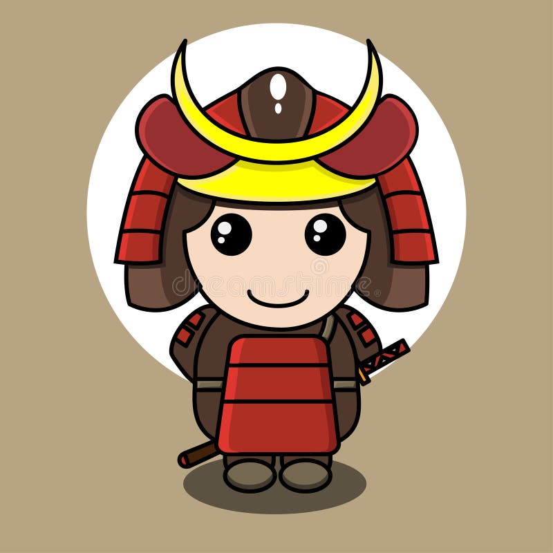 Cute Samurai Cartoon with Blue Kimono. People Vector Icon Illustration ...