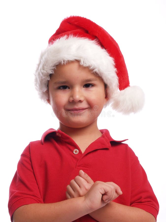 Cute Santa Boy stock image. Image of white, happying, holidays - 5438019