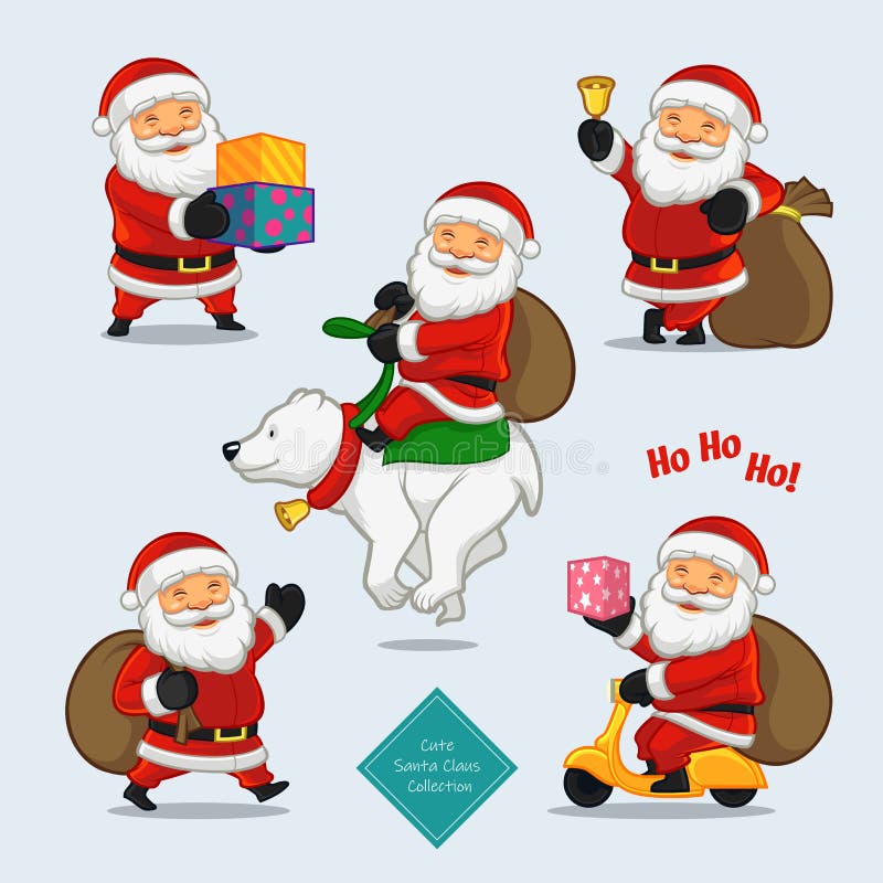 Cute Santa vector set stock illustration. Illustration of pola - 209456420