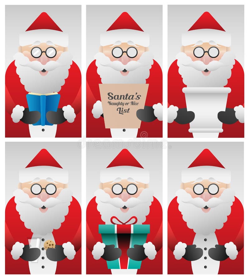 Cute Santa Claus Doing Different Things Vector Stock Vector ...