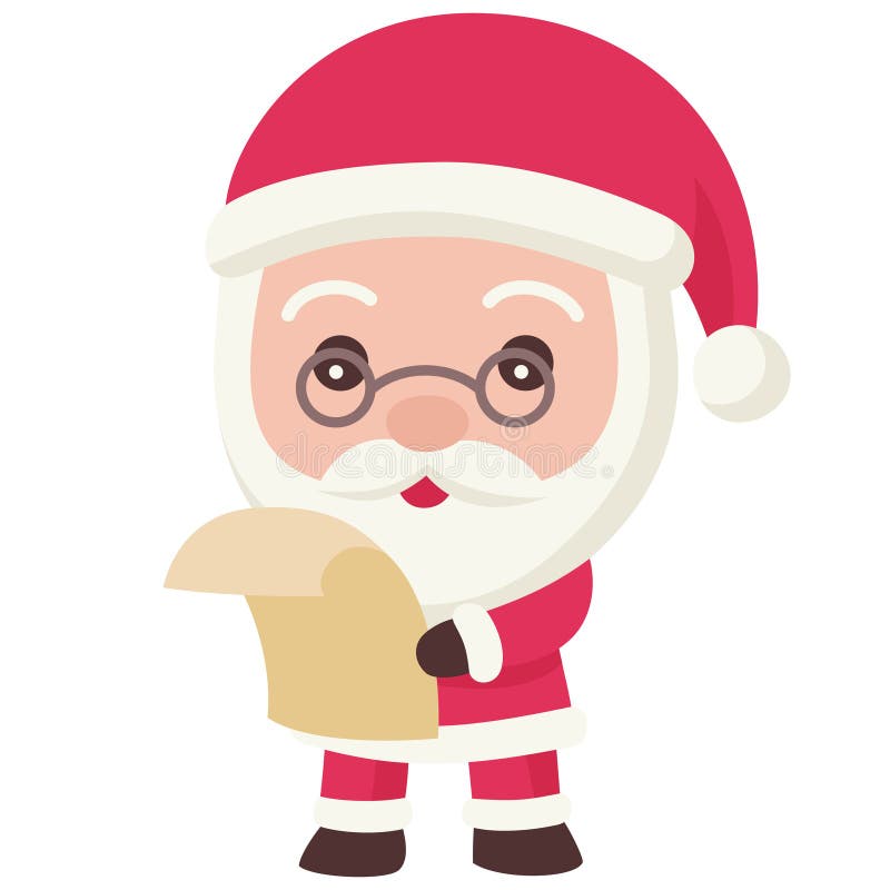 Cute Santa Claus Reading Letter Doodle Vector Icon Stock Vector ...