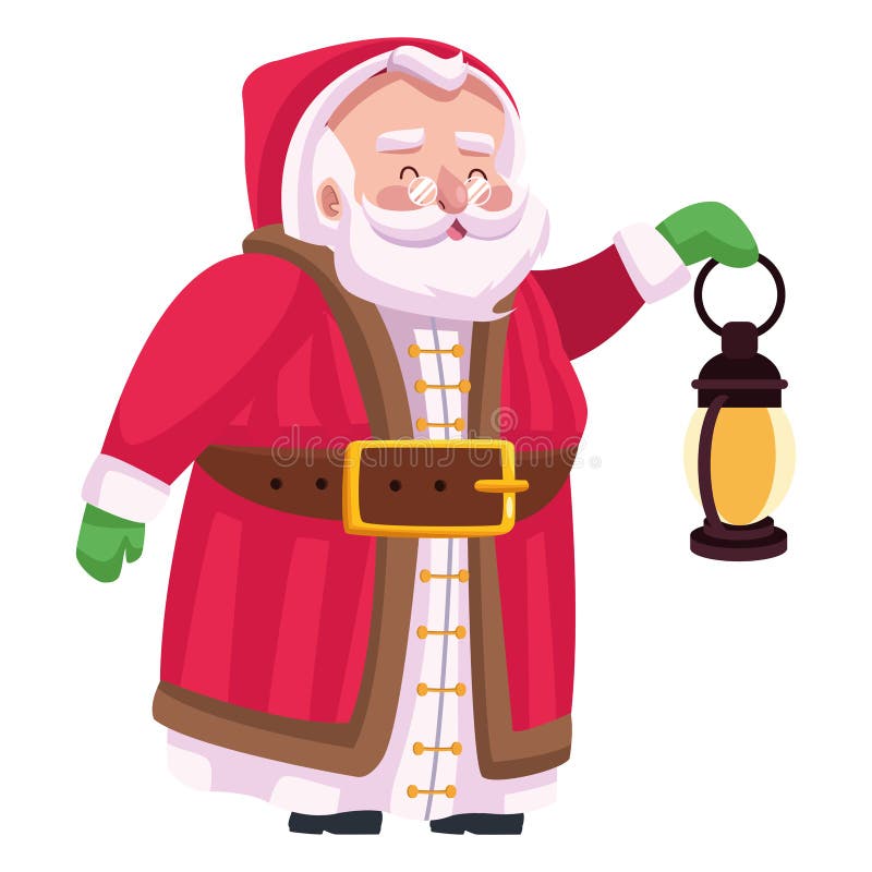 Cute Santa Claus Lifting Lantern Character Stock Illustration ...