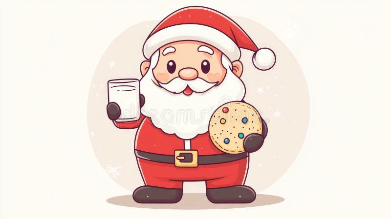 Cute Santa Claus with Milk and Cookie AI Generated Stock Illustration ...