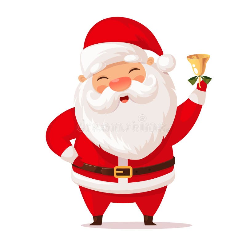 Cute Santa Claus Ringing a Bell, Vector Illustration Stock Vector ...