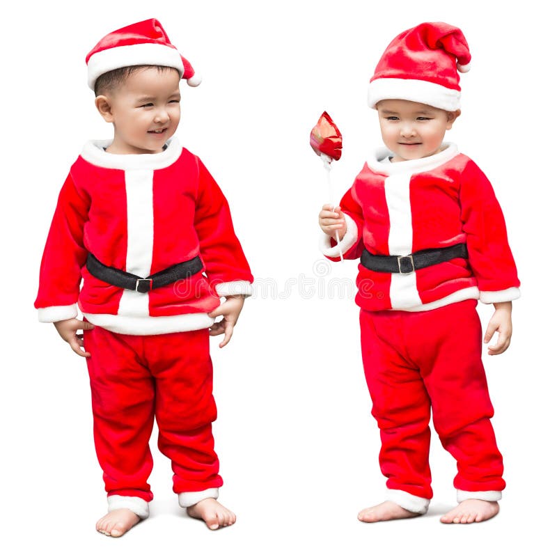 Cute Santa Kid with Falling Snow Stock Image - Image of charm, holiday ...