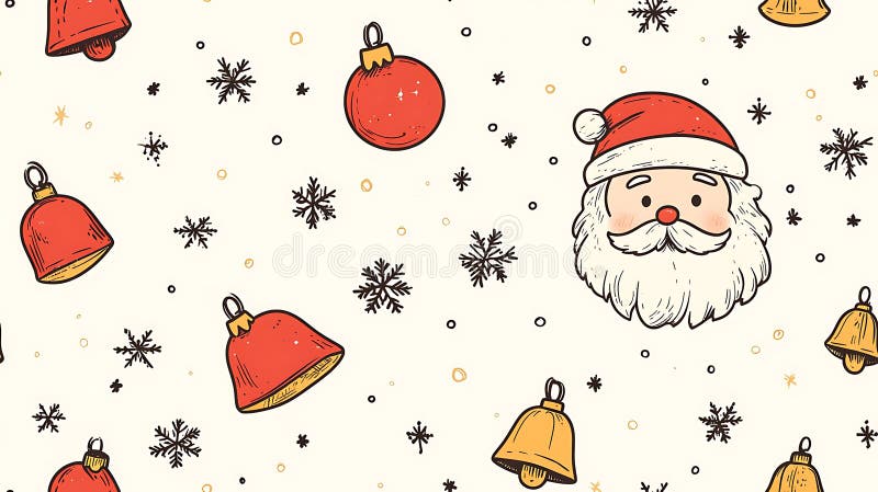 Cute Santa Pattern in Pastel Colors with Charming Elements Stock ...