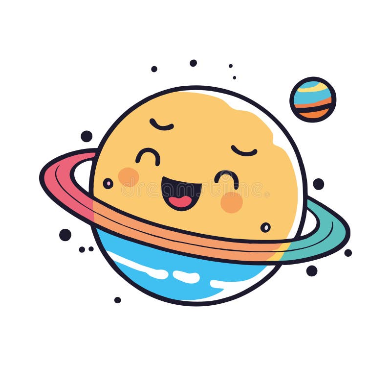 A Cute Saturn Planet Smiling Stock Vector - Illustration of galaxy ...
