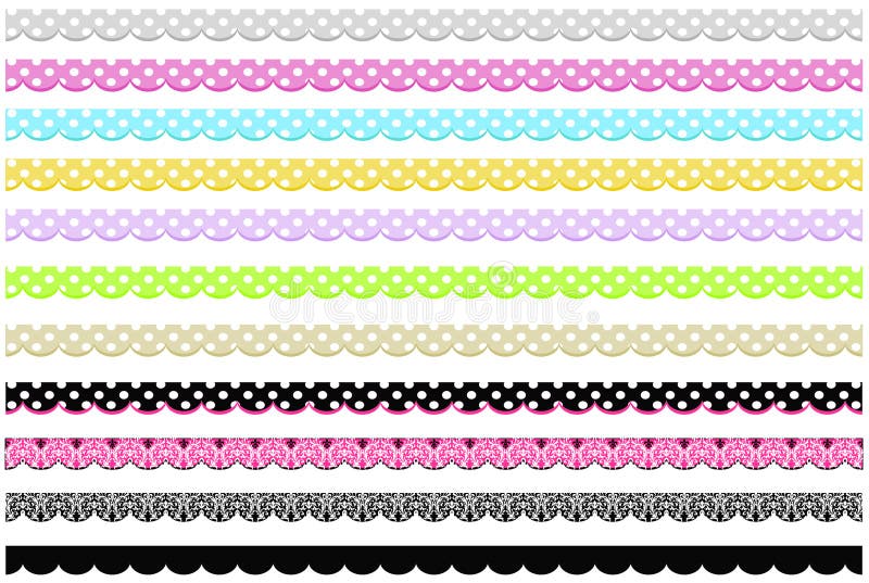 Cute Scallop Borders stock illustration. Illustration of damask - 30391703