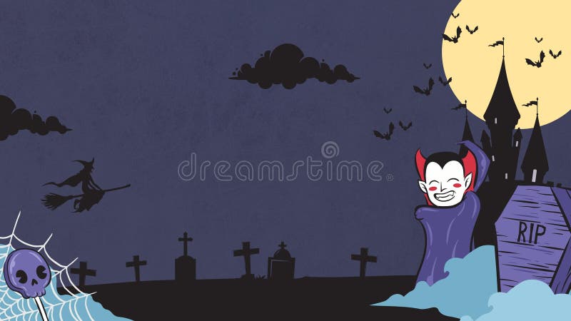 Cute Scary Vampire in Cemetery Zoom Virtual Background Stock ...