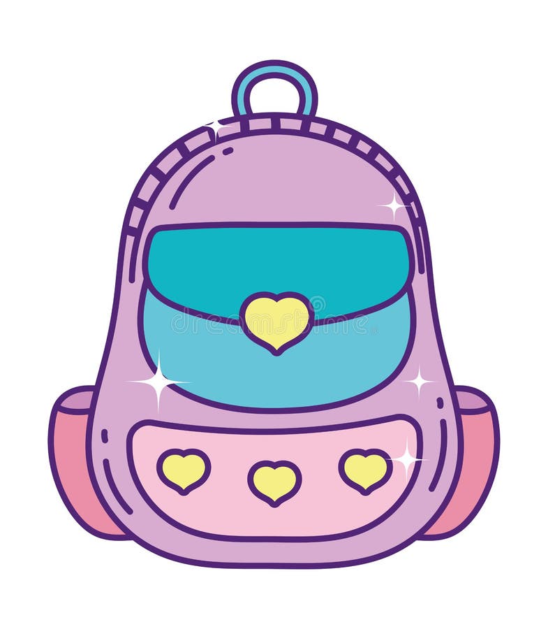 Cute School Backpack with Hearts Decoration Stock Vector - Illustration ...