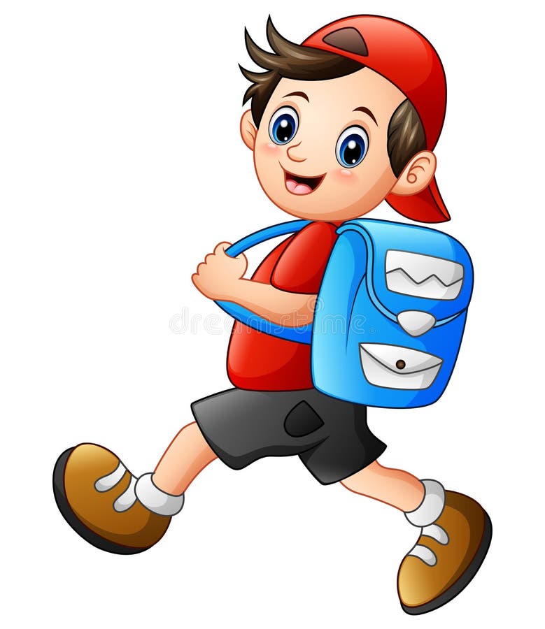 Cute School Boy Cartoon Going To School Stock Vector - Illustration of ...