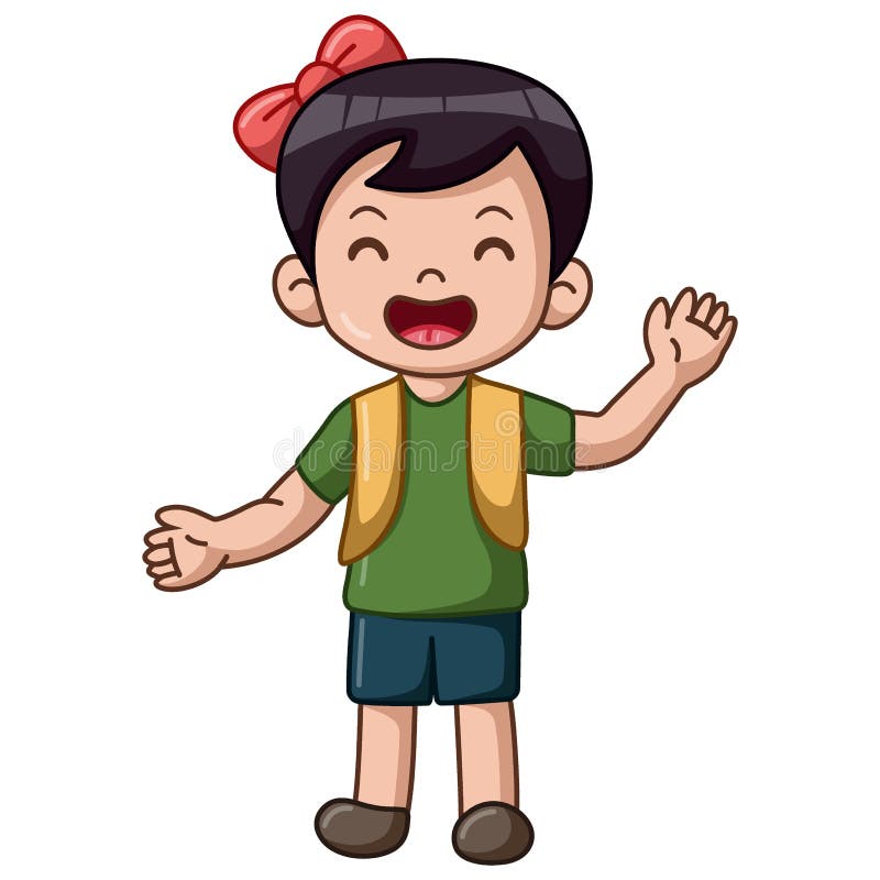 Cute School Boy Cartoon Waving Hand Stock Vector - Illustration of ...