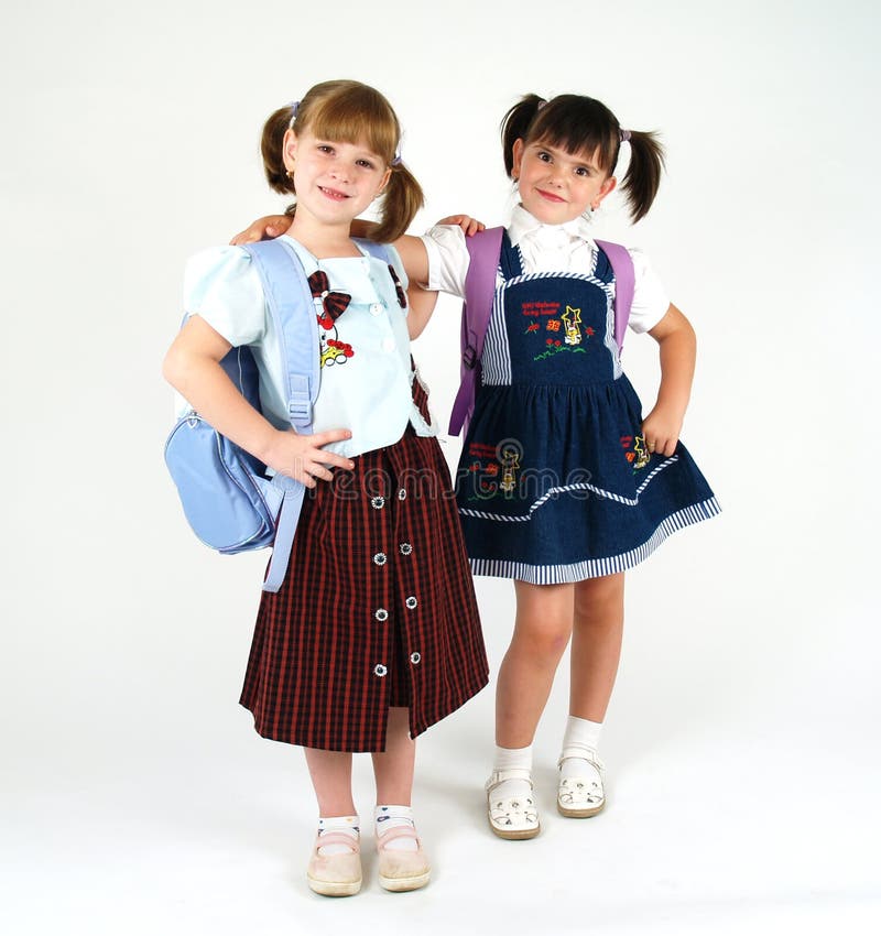 Cute school girls stock image. Image of ponytail, isolated - 6365423
