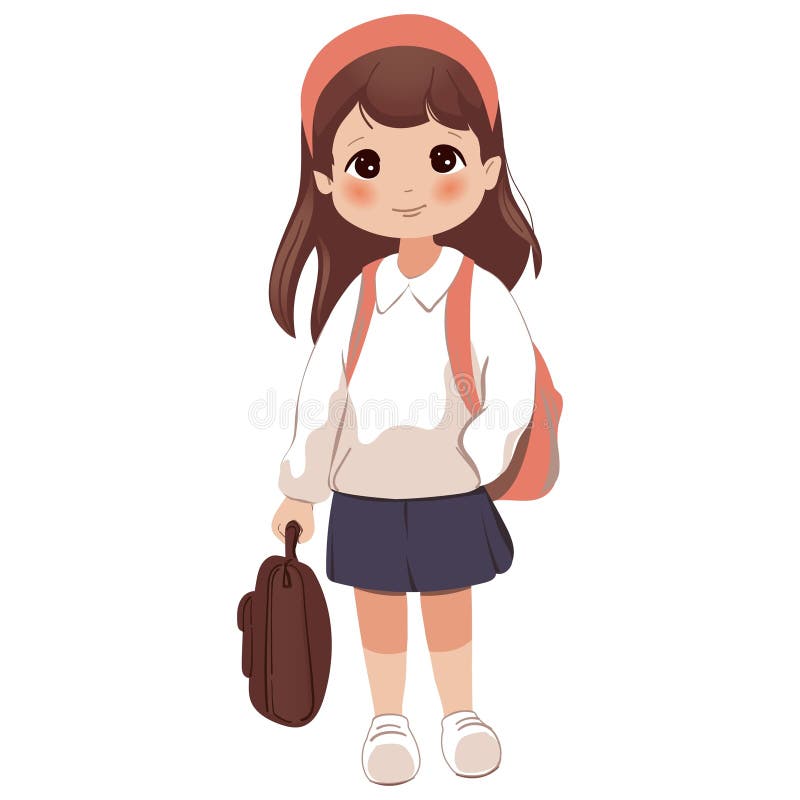 Cute School Little Cartoon Girl with School Backpack Stock Vector ...