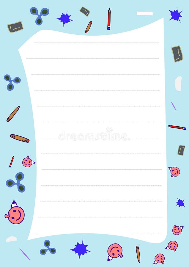 Cute School Stationery Template Featuring Pencils, Erasers, and ...