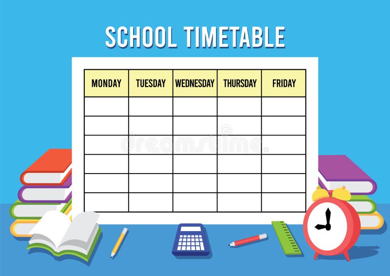 Cute School Timetable or Lesson Schedule Template Stock Vector ...