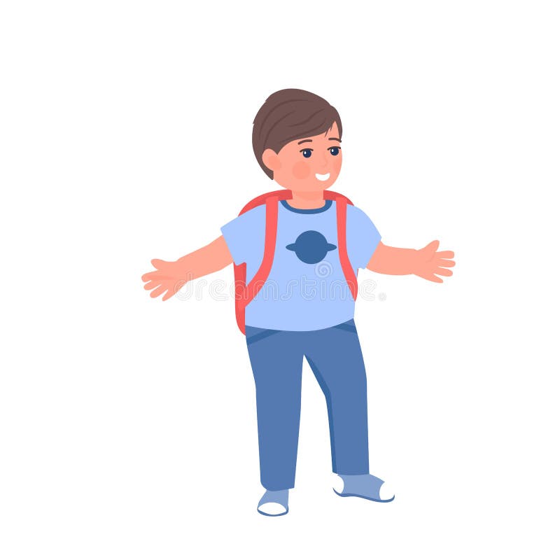 Cute Schoolboy with Backpack Smilling, Flat Cartoon Vector Illustration ... Cute Schoolboy with Backpack Smilling, Flat Cartoon Vector Illustration ...