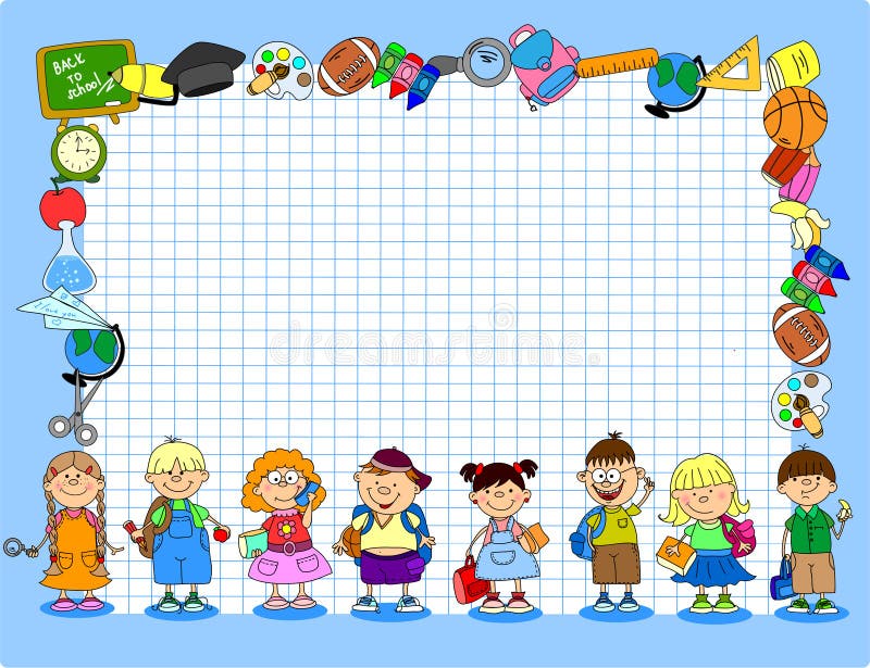 School Frame with Children stock vector. Illustration of basketball ...