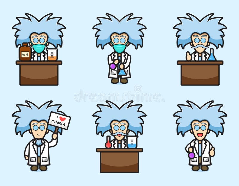Cute Scientist with Many Experiment Cartoon Vector Icon Illustration ...